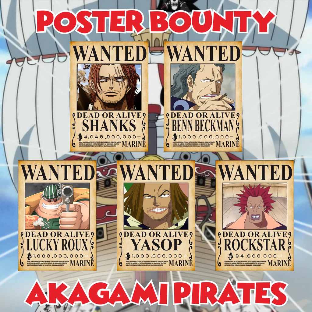 Jual Poster Bounty Anime One Piece Yonko/Yonkou Akagami Red Hair Shanks ...
