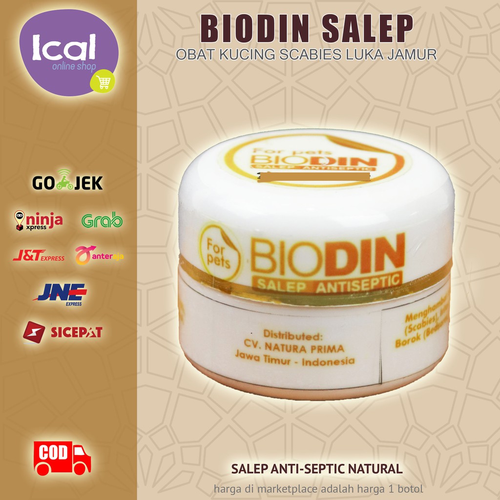 Jual SALEP BIODIN Obat Scabies Demodex Luka Jamur Kucing Kelinci ...