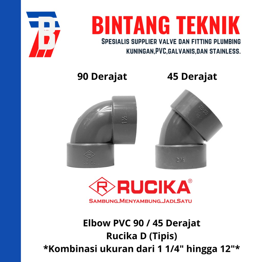 Jual Elbow / Knee PVC Rucika 6" Inch D (Tipis) 90 Derajat | Shopee Indonesia