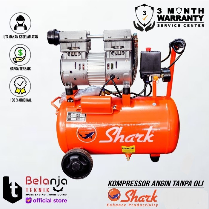 Jual Shark 3/4 HP 24 Liter Oilless AIR COMPRESSOR KOMPRESOR ANGIN TANPA ...