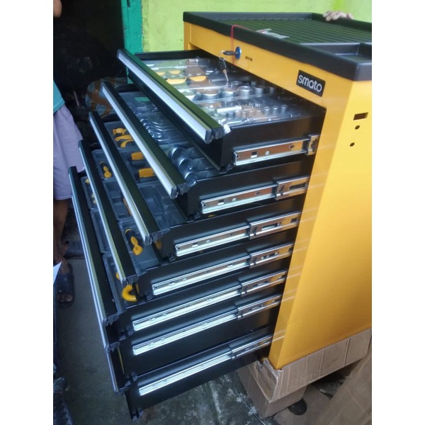 Jual Tool Kit Box Set 7 Susun 221 pcs - Tool Box Cabinet 7 Drawer SMATO SM-TS221 DW | Shopee ...