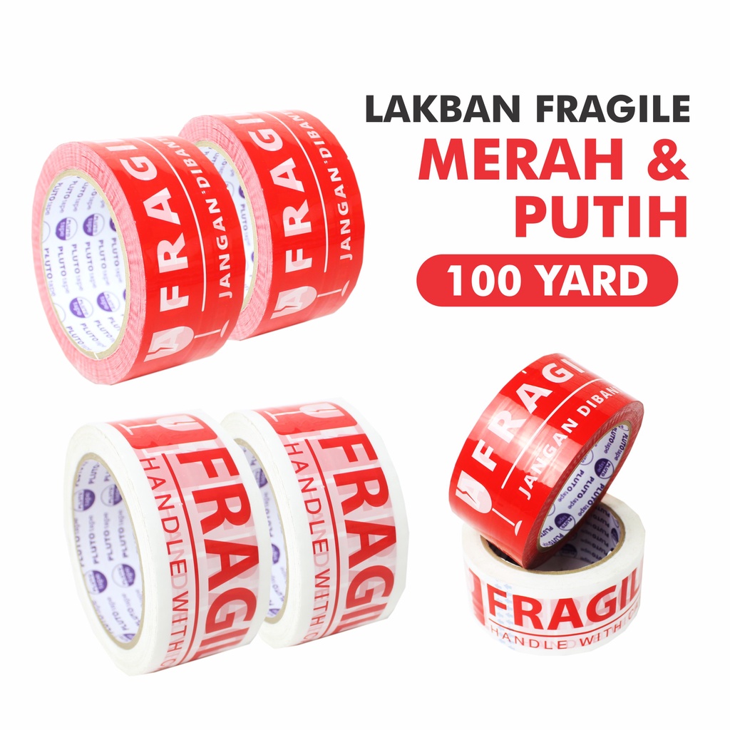 Jual Lakban Fragile Merah Putih Jangan Di banting 100 Yard Handle With ...