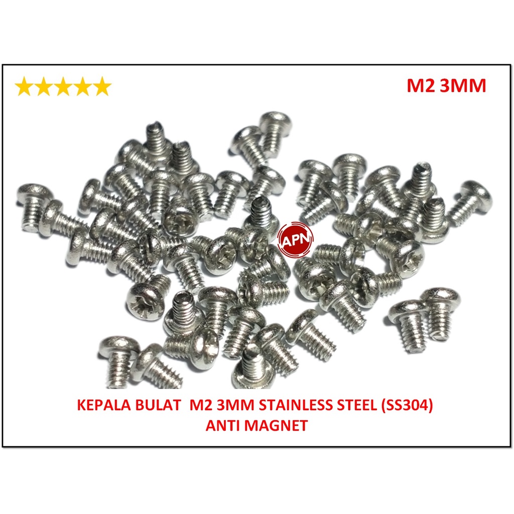 Jual BAUT / SCREW M2 3MM STAINLESS STEEL KEPALA BULAT / ANTI MAGNET ...