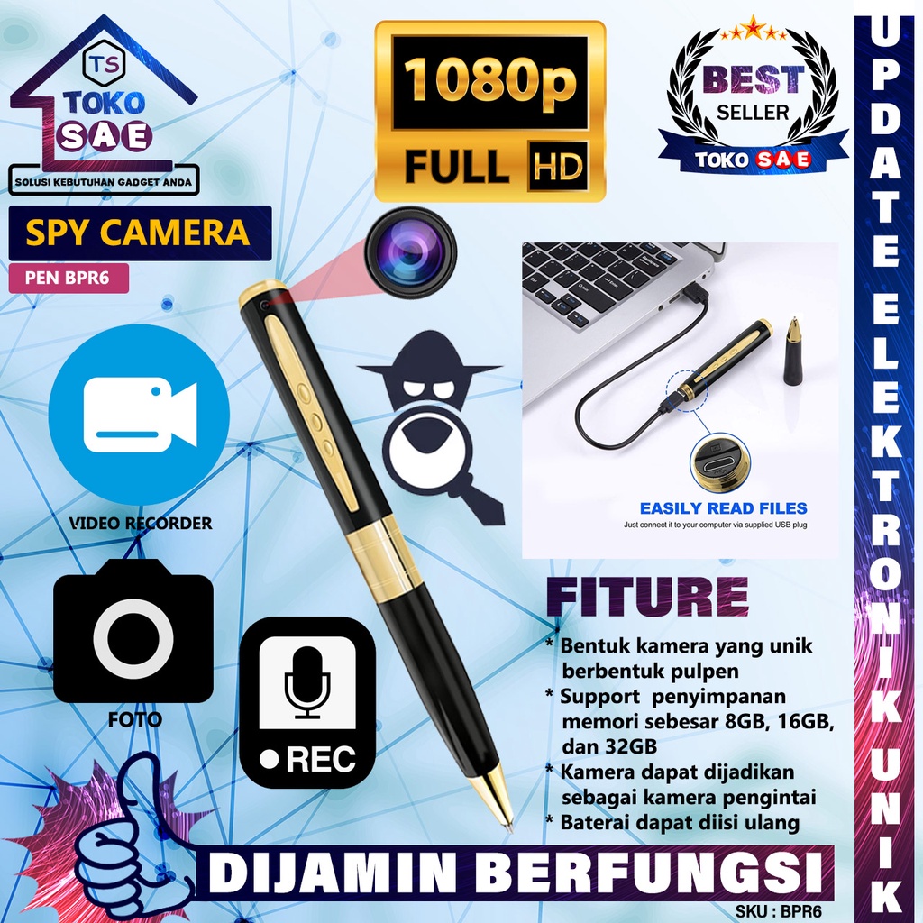 Jual Spy Camera Model Bolpoin BPR6 Resolusi Spycam Kamera HD Pengintai ...