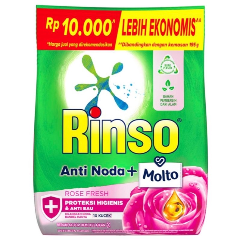 Jual Rinso Molto Anti Noda Deterjen Bubuk Rose Fresh 400g | Shopee ...