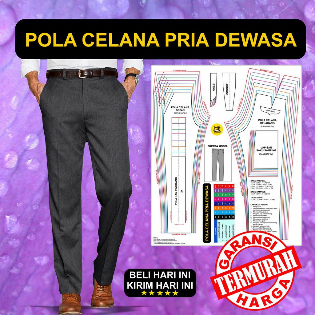 Jual POLA JIPLAK CELANA PANJANG PRIA DEWASA Indonesia|Shopee Indonesia