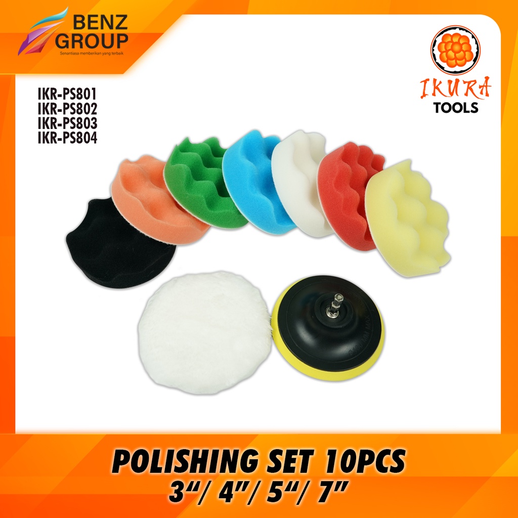 Jual Busa poles set 10pcs 5 inch - Sponge polishing wool 5" mobil motor ...