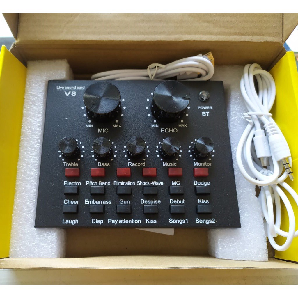 Jual SoundCard V8 Audio untuk HP PC Mac Live Broadcast Karaoke Smule ...