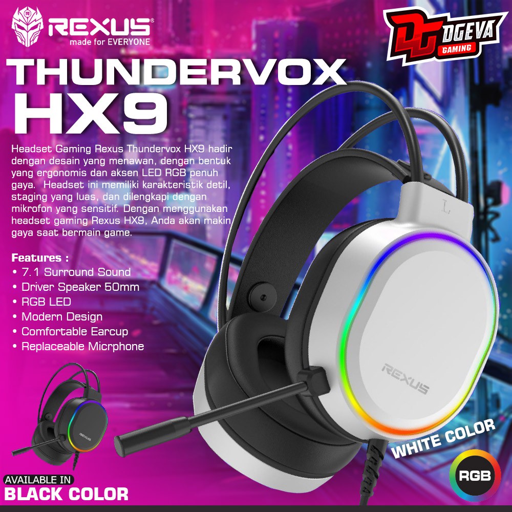 Jual Rexus Thundervox HX9 RGB Headset Gaming - GARANSI RESMI Indonesia ...