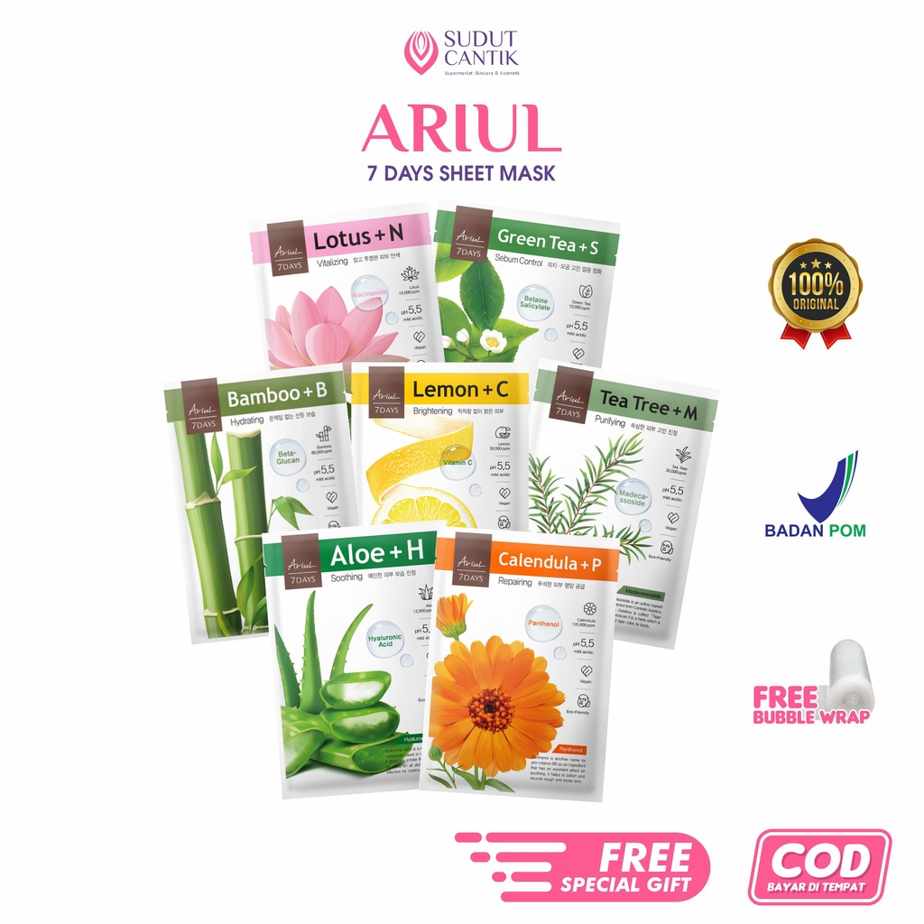 Jual Sudut Cantik - Masker Ariul 7 Days Mask [Cod] Halal Sheetmask ...
