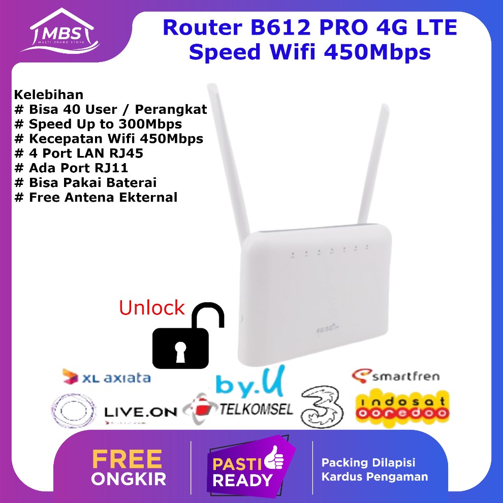 Jual Router 4G LTE Wifi 450Mbps B612 PRO Wireles Bisa Telephone Analog RJ11 | Shopee Indonesia