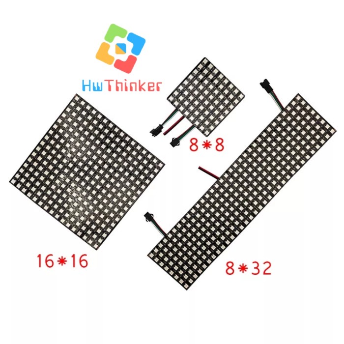 Jual WS2812B 8x8 8x32 16x16 Matrix 5V Flexible Panel Light LED RGB ...