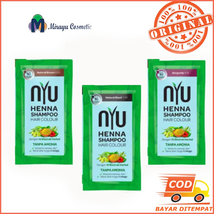 Jual NYU Henna Hena Shampoo Shampo Hair Colour Cat Pewarna Rambut ...