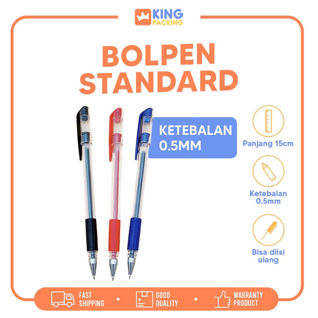 Jual KING PACKING PULPEN HITAM MERAH BIRU TEBAL 0,5 MM | Shopee Indonesia