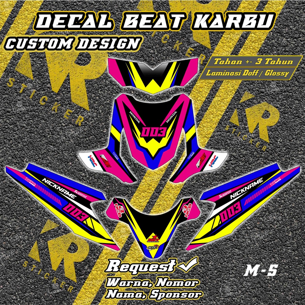 Jual Stiker decal beat Karbu fullbody | request warna, nama, nomor ...
