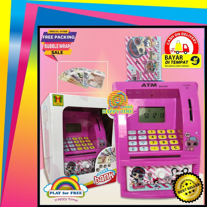 Jual Mainan Anak Perempuan Celengan ATM Lol Mini Tabungan Brankas Bank ...