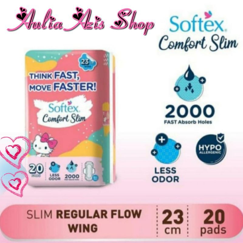 Jual SOFTEX comfort slim Hello Kitty pink 23cm pembalut isi 20 wing ...