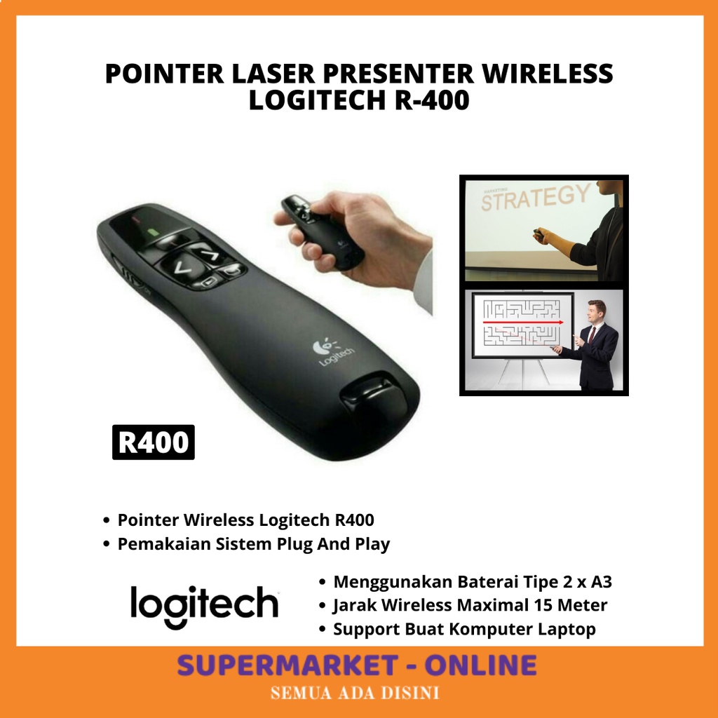 Jual POINTER LOGITECH Remote Pointer Presenter Wireless Laser R400 Original Buat Presentasi Saat ...