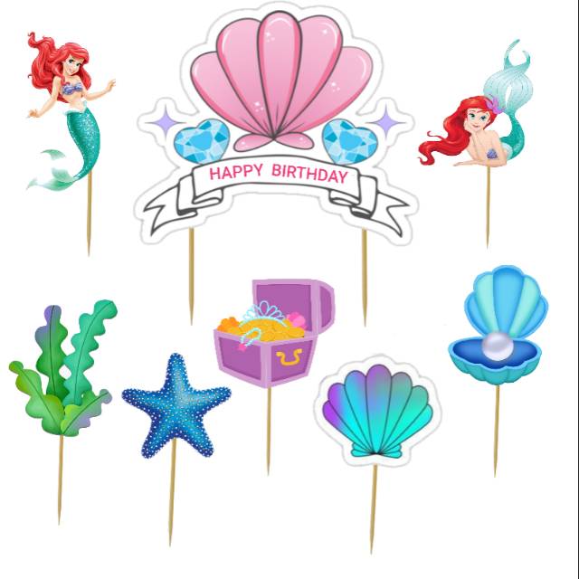Jual Topper Cake/Cupcake, Hiasan Kue Ulang Tahun, Motif Mermaid ...