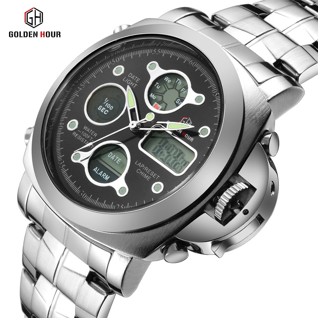 Jual GOLDENHOUR 101 Jam Tangan Pria Original Analog Rantai Anti Air ...