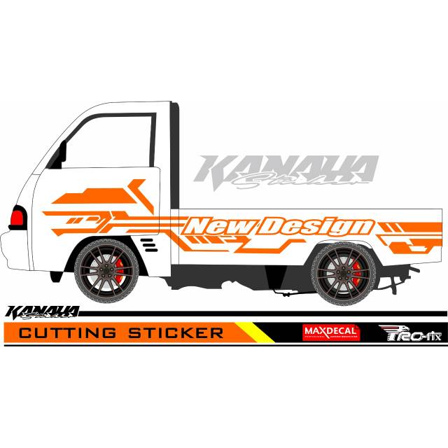Jual Sticker mobil pick up putih dengan variasi warna orange free ...