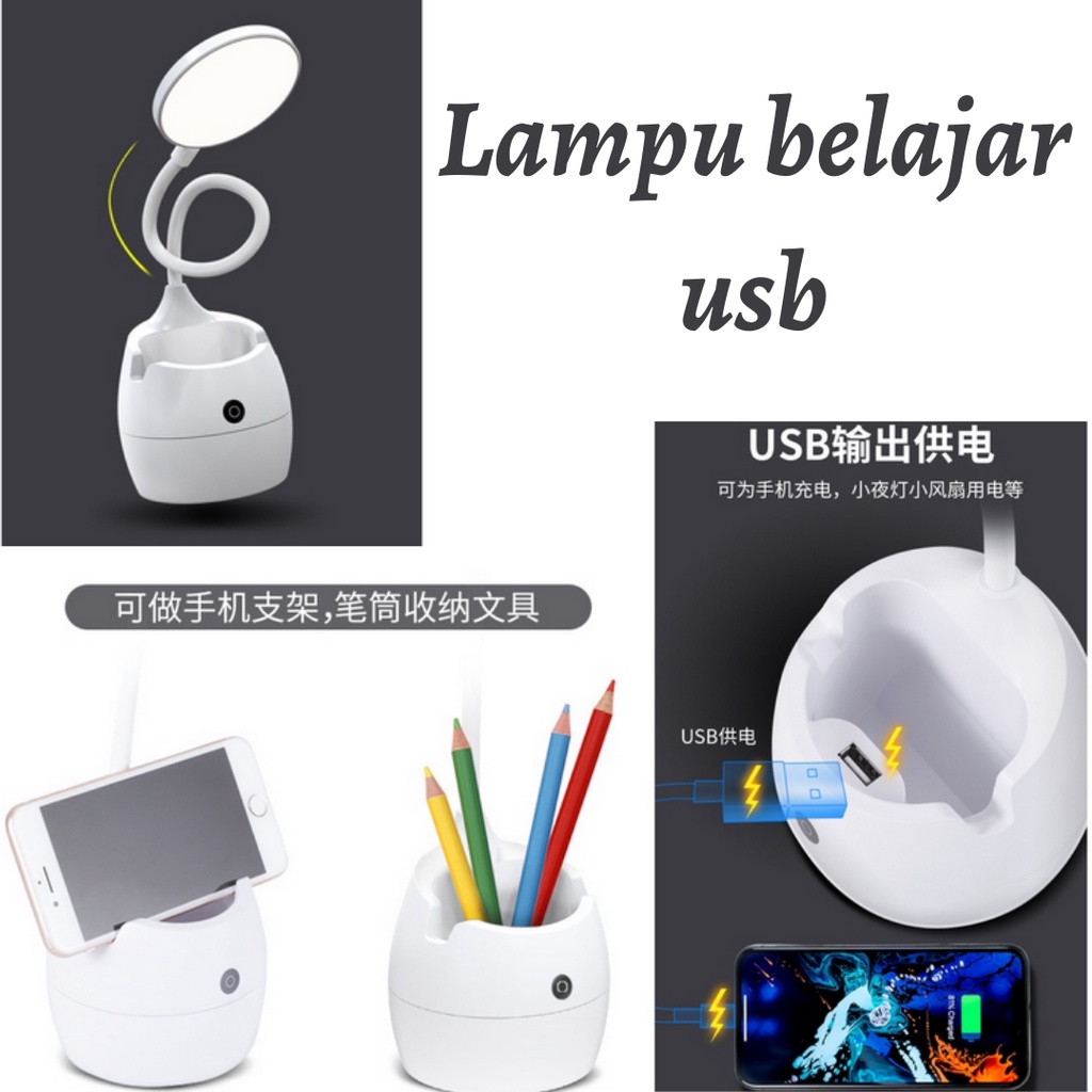 Jual Lampu Belajar LED Desk Lamp USB Lampu Baca LED | Shopee Indonesia