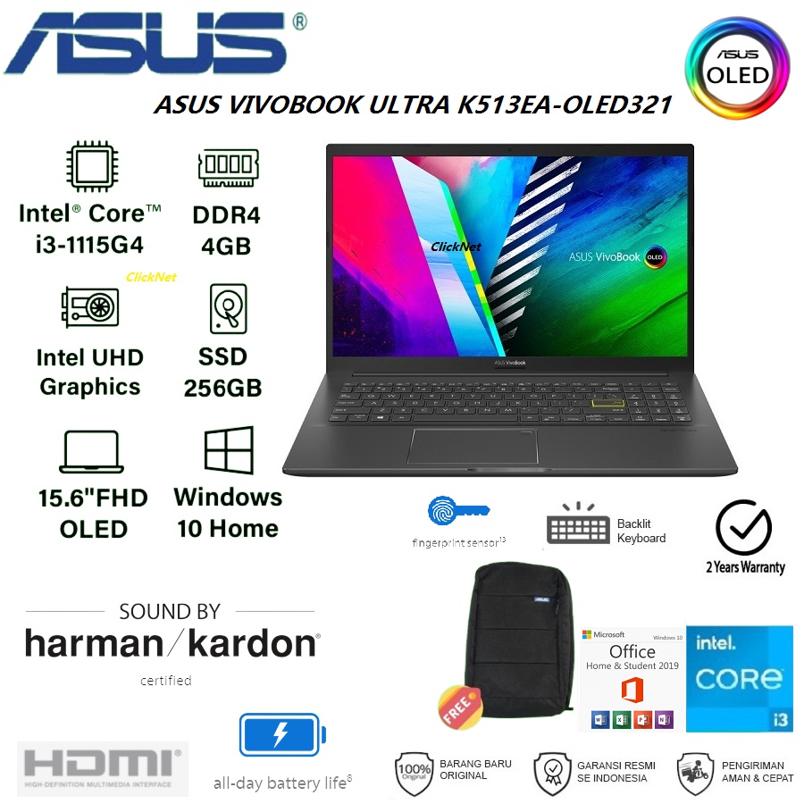 Jual ASUS VIVOBOOK K513EA-OLED321 I3-1115G4 4GB 256GB SSD 15.6 inch ...