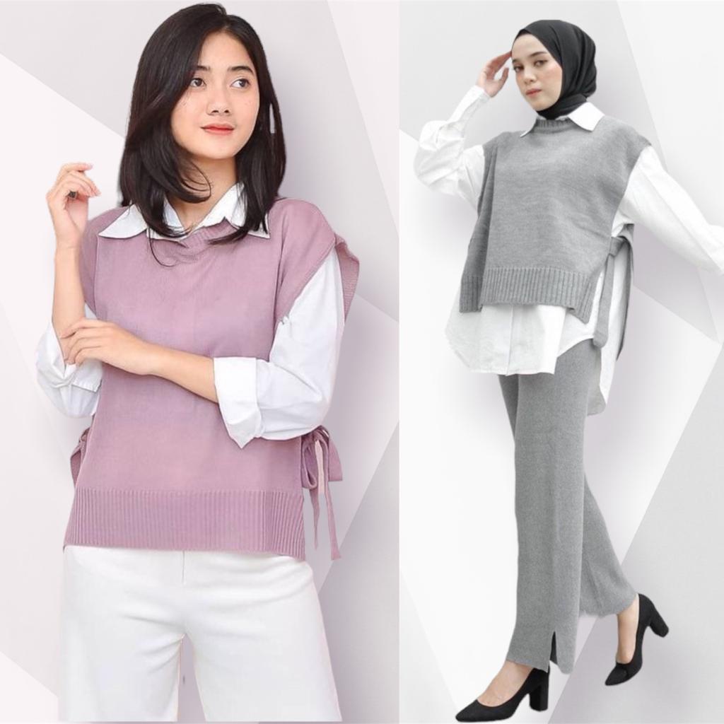 Jual GNT - Lilo Vest Rajut Outer Wanita RIB/Outher Rompi Pink Knitted ...