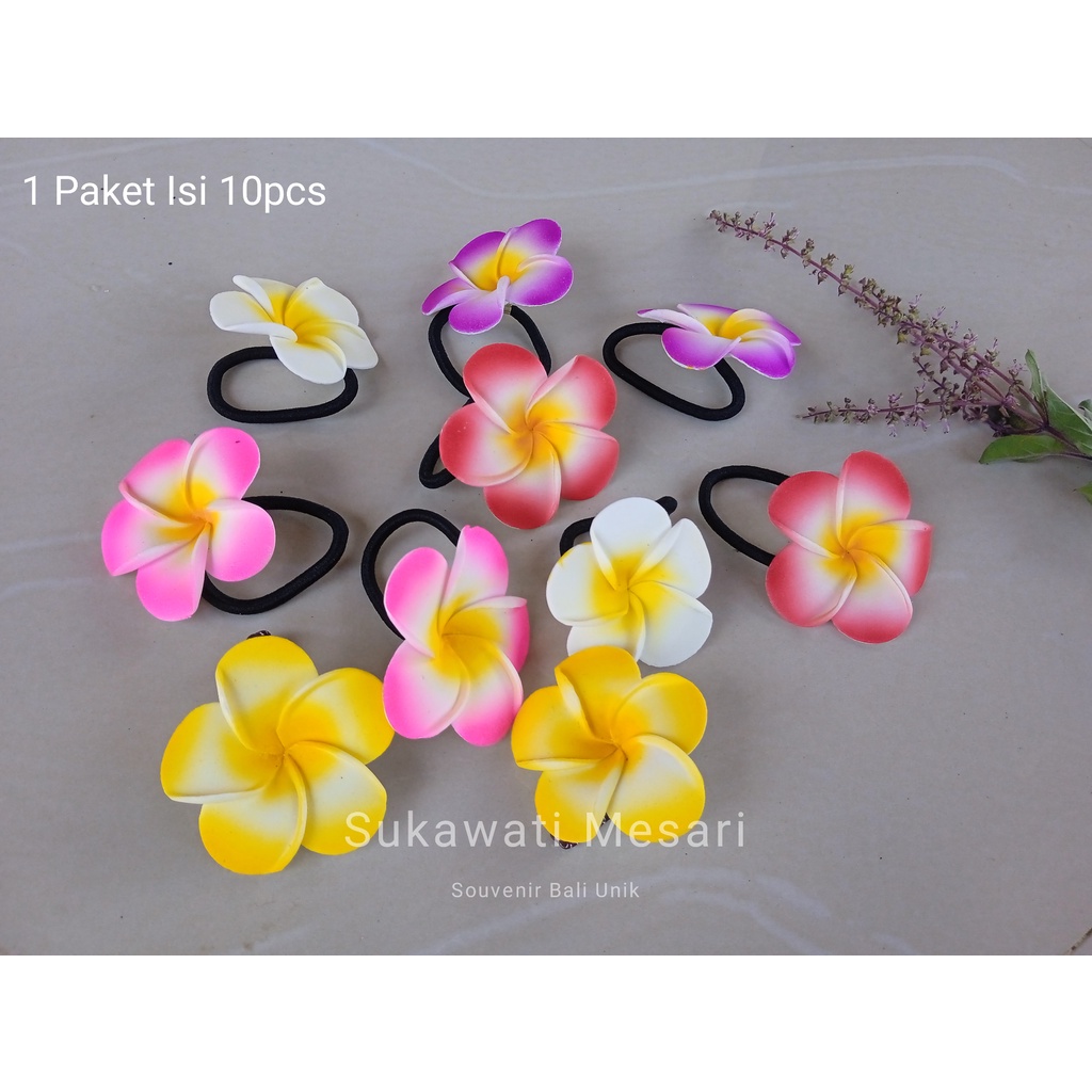 Jual 1 Set (Isi 10) Karet Rambut Bunga Kamboja Jepun Khas Bali Ukuran S ...