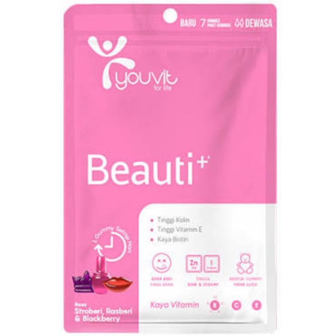Jual Youvit Beauti+ Multivitamin Vitamin E, C, Zink dan Biotin isi 7 ...