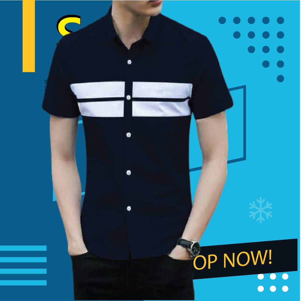 Jual HEM DENNY BAJU PRIA LENGAN PENDEK KEMEJA COWO COWOK - Biru Muda, S ...