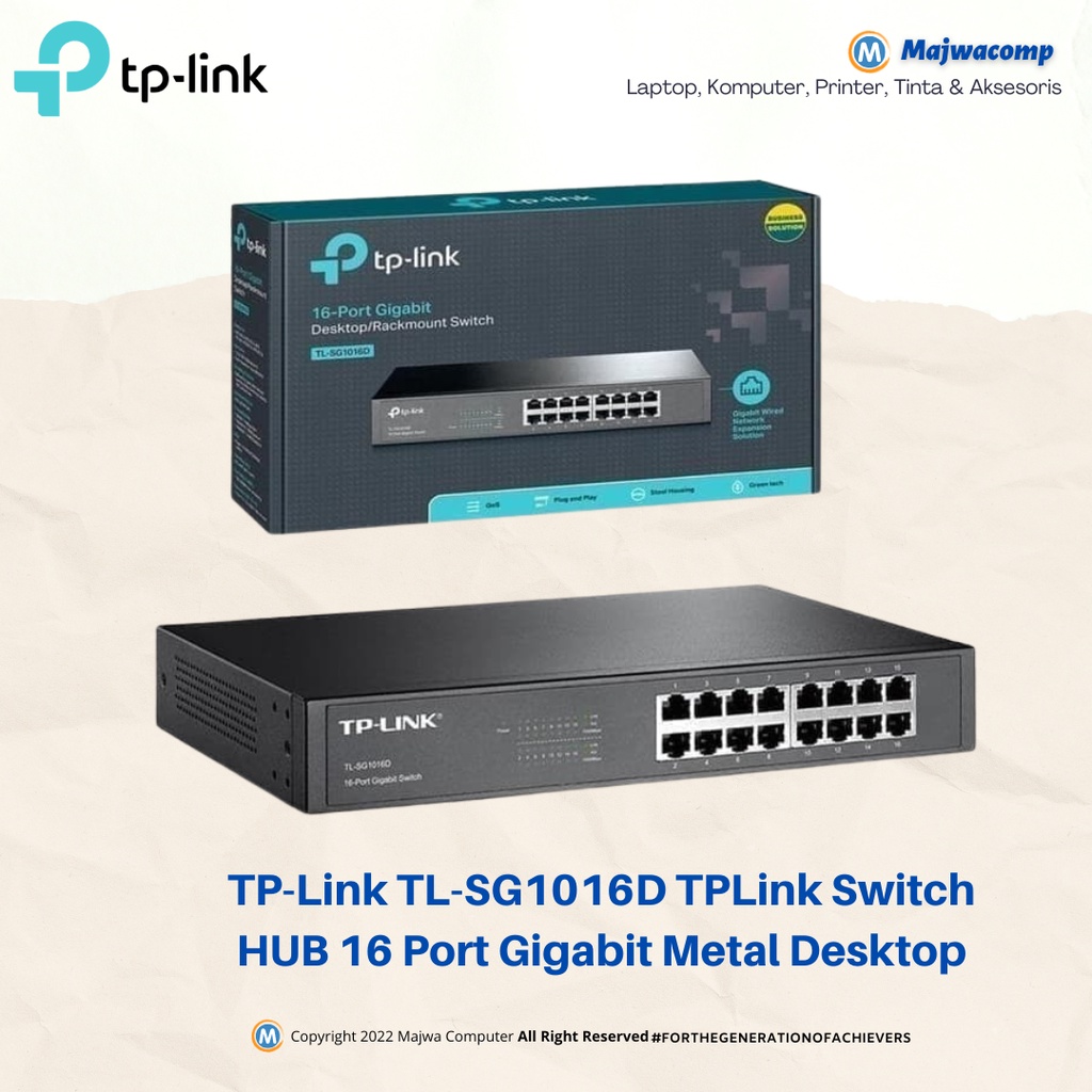 Jual TP-Link TL-SG1016D TPLink Switch HUB 16 Port Gigabit Metal Desktop | Shopee Indonesia