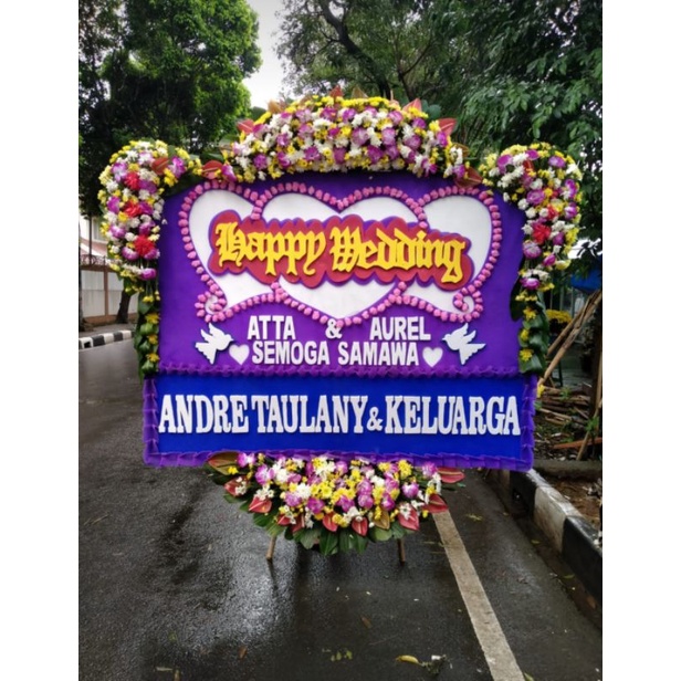 Jual Karangan Bunga Papan Happy Wedding | Papan Bunga Dukacita | Papan ...