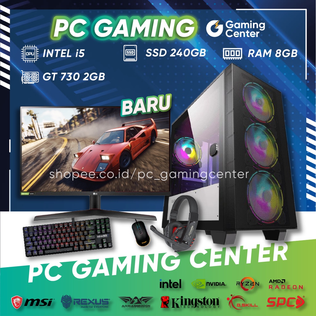 Jual PC GAMING Editing Fullset Murah Intel Core i5 RAM 8GB VGA GT 730 ...