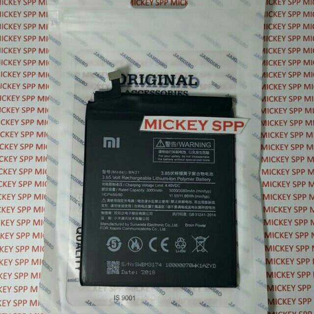 Jual BATTERY BATERAI BATRE XIAOMI REDMI NOTE 5A PRIME 5X XIAOMI MIA1 MI ...