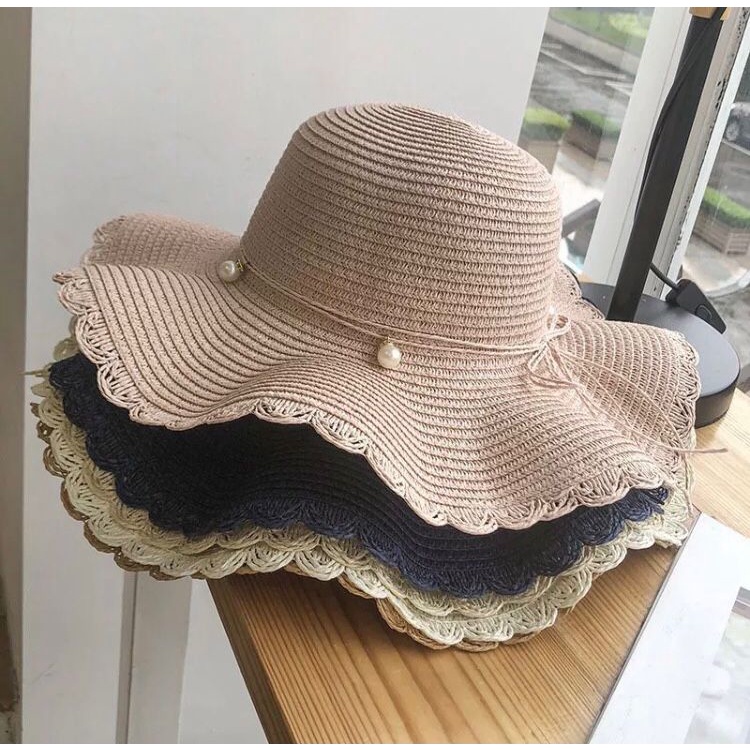 Jual COD Topi Pantai Pink Pearl / Topi Pantai Labrika House / Straw Hat ...