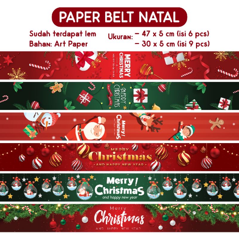 Jual PAPER BELT NATAL MERRY CHRISTMAS BENTO BELT HIASAN PARSEL NATAL ...