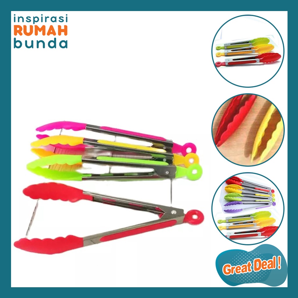 Jual Capitan Kue jepitan Gorengan mie makanan Stainless Gagang Plastik ...