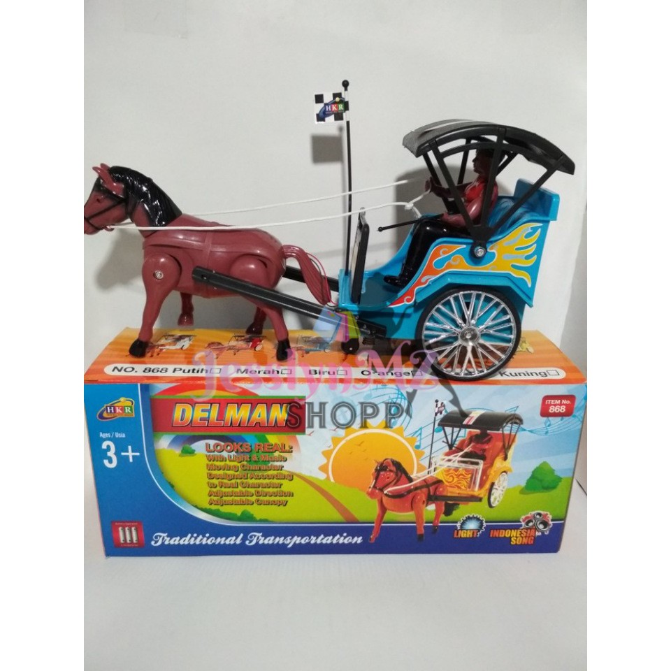 Jual Mainan kuda delman andong anak anak miniatur nyala kereta kuda | Shopee Indonesia
