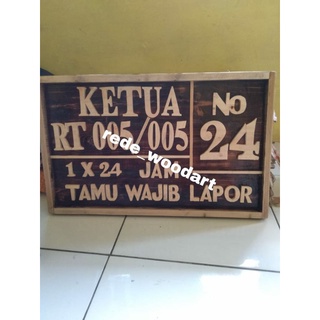 Jual Papan Nama Kayu Ketua RT RW Papan Nama Kayu ukuran 60 x 40 cm ...
