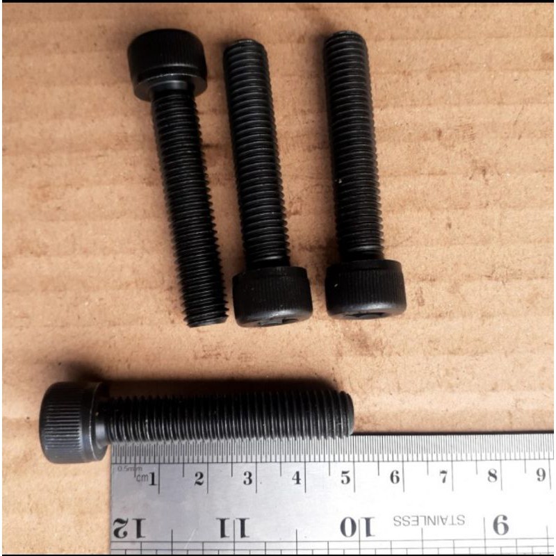 Jual BAUT L M10X50 BAJA M10 X 50 HITAM PANJANG 5CM KUNCI L8 L 8 HEX HEAD SOCKET SCREW FULL DRAT ...