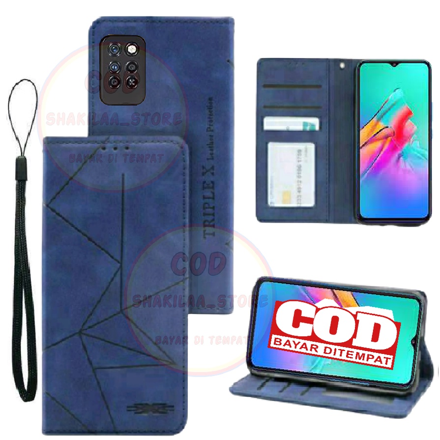 Jual INFINIX NOTE 10 / NOTE 10 PRO Leather Flip Case Magnet Motiv Garis ...