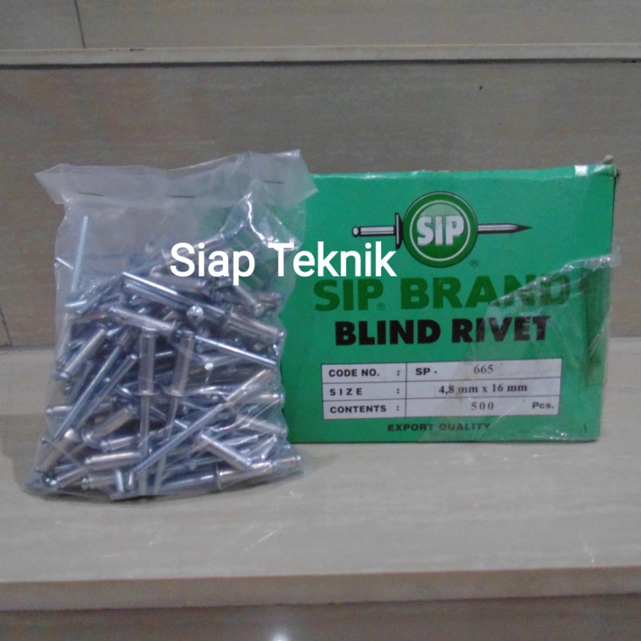 Jual Paku Rivet SP 665 SIP BRAND 4.8mm x 16mm Paku Rivet 4.8mm - ISI 50 ...