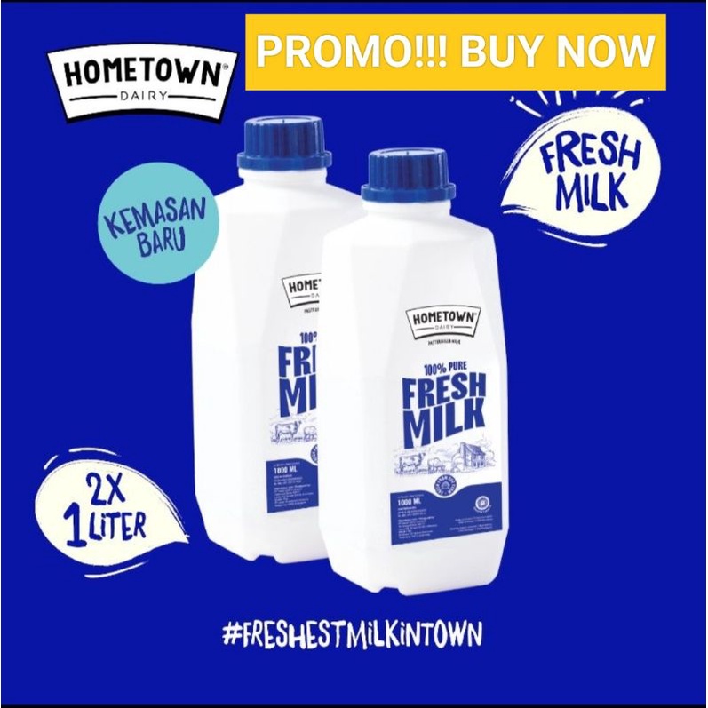 Jual PROMO!!! Hometown Fresh Milk 1 Liter Free 1 Liter | Shopee Indonesia