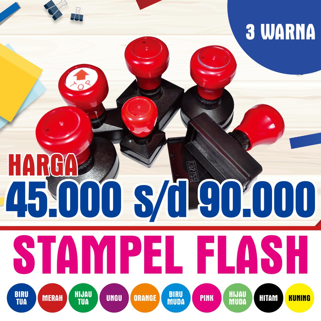 Jual STEMPEL WARNA FLASH | STEMPEL UKURAN STANDARD TERMURAH | 3 WARNA | Shopee Indonesia