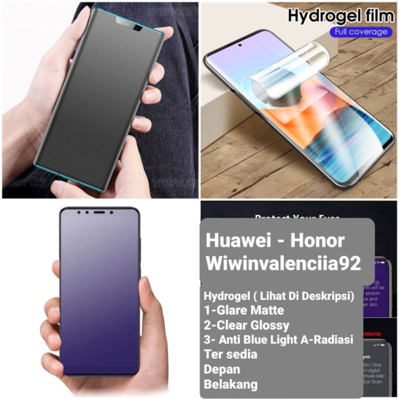 Jual (Cek Deskripsi Produk Huawei - Honor ) Hydrogel Glare Matte / Clear Bening / ( Anti Radiasi ...