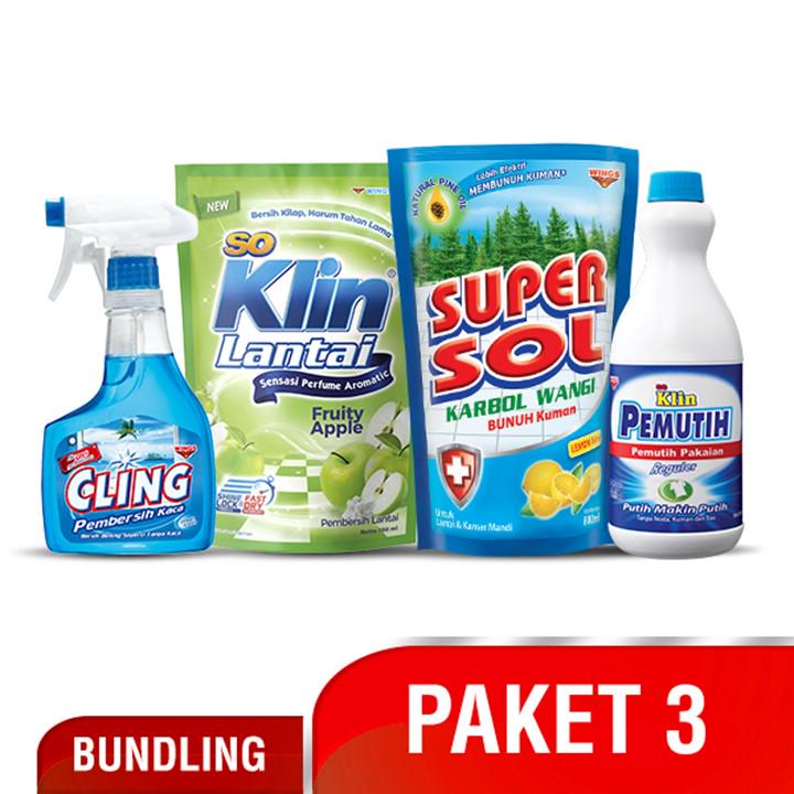 Jual Cling Biru Botol + Supersol Pouch + So Klin Pemutih Botol + So ...