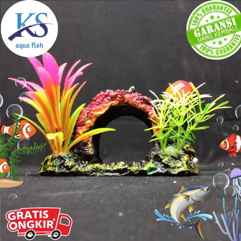 Jual Dekorasi Ornamen Hiasan Aquarium terowongan rumput jamur | Shopee ...