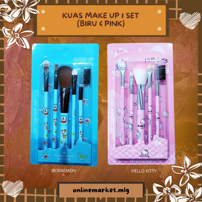 Jual Brush Make Up Set Kuas Make Up 5 in 1 Kuas Brush Set Doraemon ...