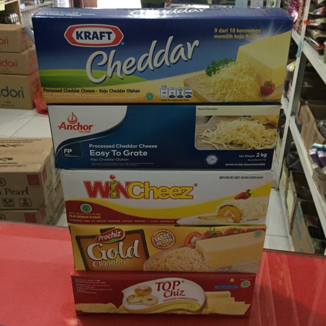 Keju cheddar kraft/anchor/topchiz/wincheez/prochiz gold/prochiz premium ...